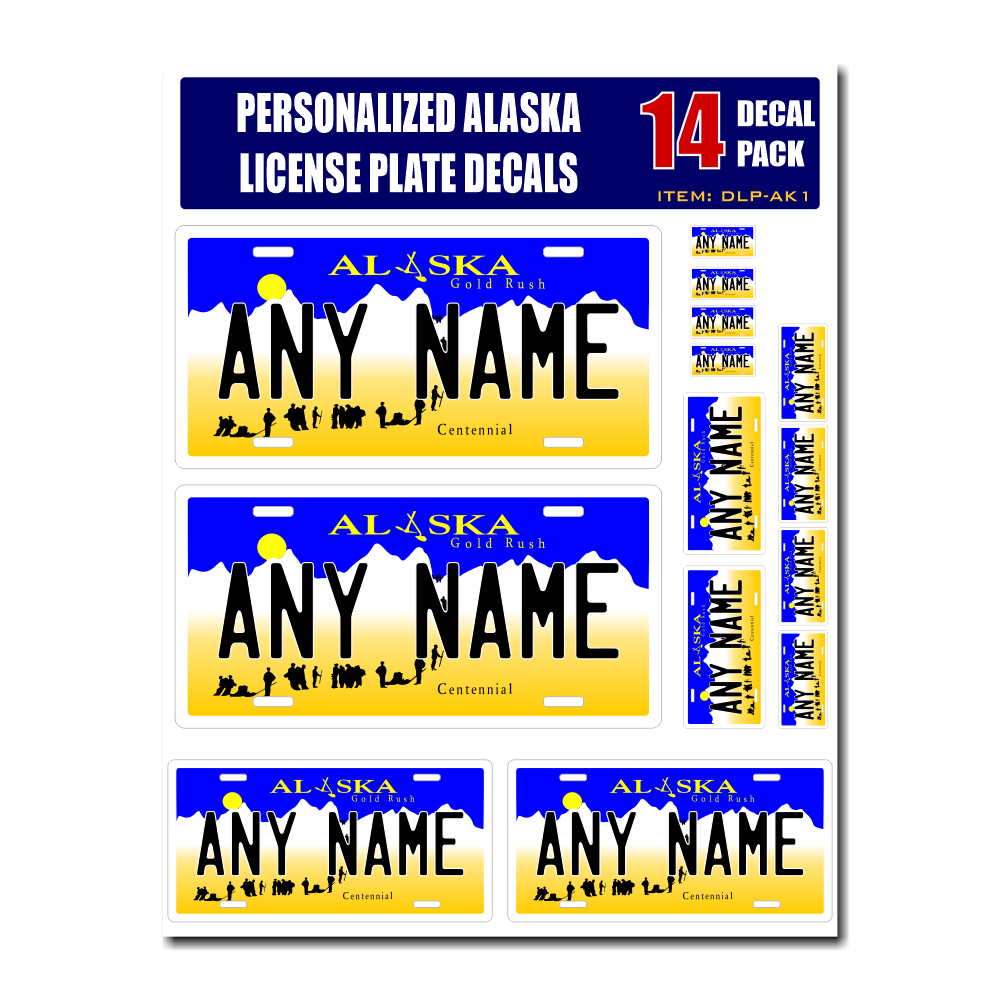 Personalized Alaska License Plate Decals - Stickers Version 1 – Teamlogo