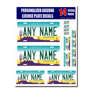 Personalized Arizona License Plate Decals - Stickers Version 1 – Teamlogo