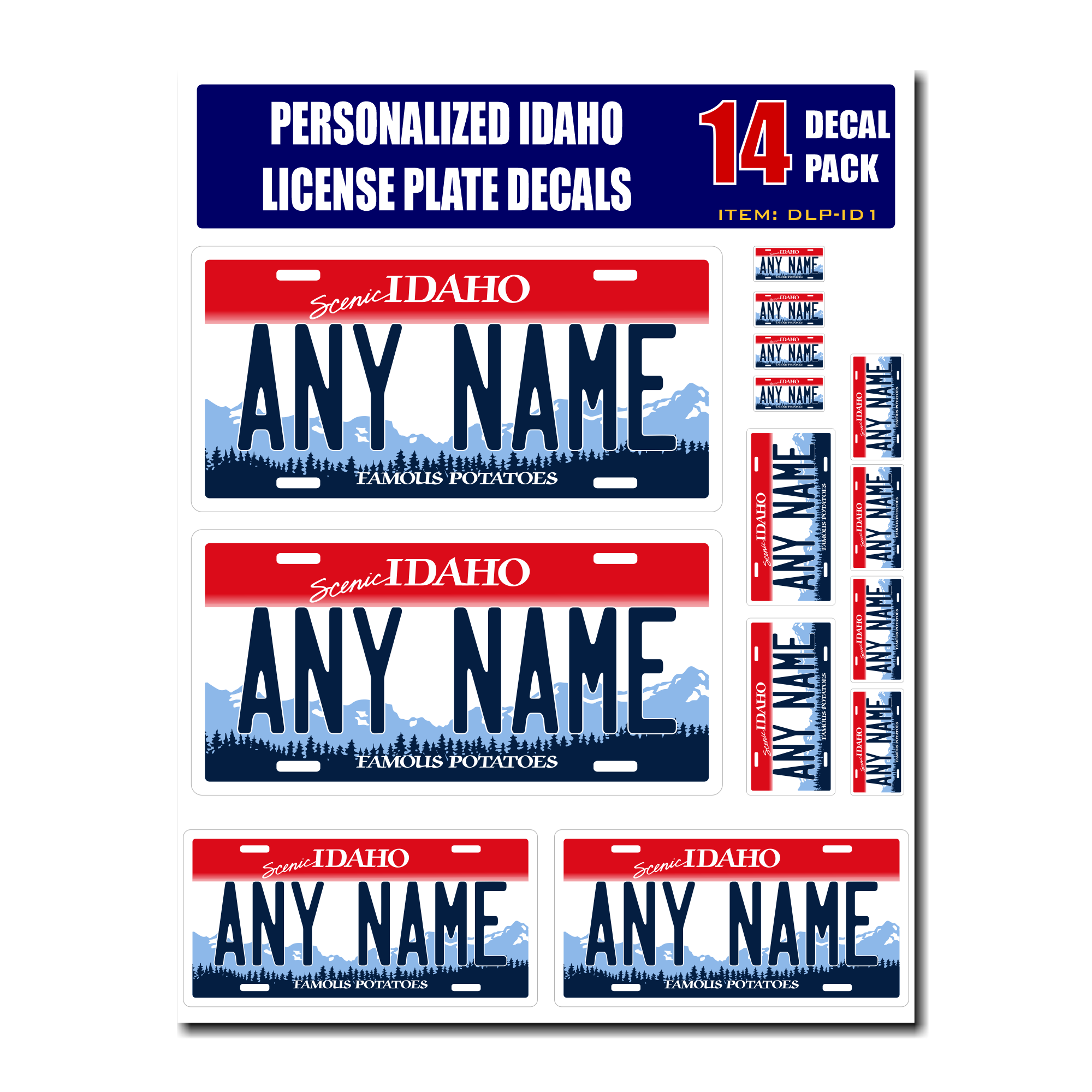 Personalized Idaho License Plate Decals - Stickers Version 1 – Teamlogo